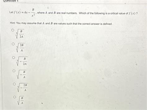 Solved Question 1 Let F X Ax Where A And B Are Real Chegg Com