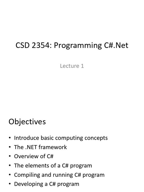 Introduction To Programming C Pdf C Sharp Programming Language