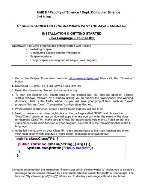 Tp0 Pdf Eclipse Software Java Programming Language