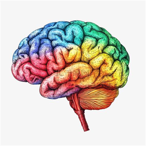神经科学和认知科学的彩色大脑插图素材图片免费下载 千库网