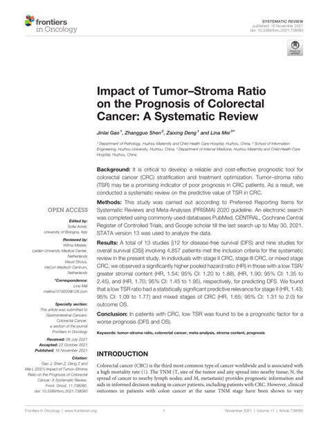 Pdf Impact Of Tumorstroma Ratio On The Prognosis Of Colorectal