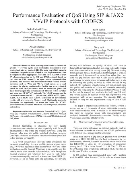 Pdf Performance Evaluation Of Qos Using Sip And Iax2 Vvoip Protocols