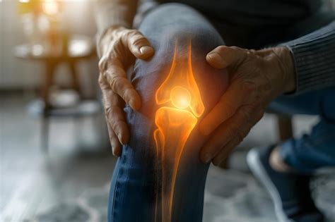 Premium Photo Man With Arthritis And Tendon Problems Touching Knee As