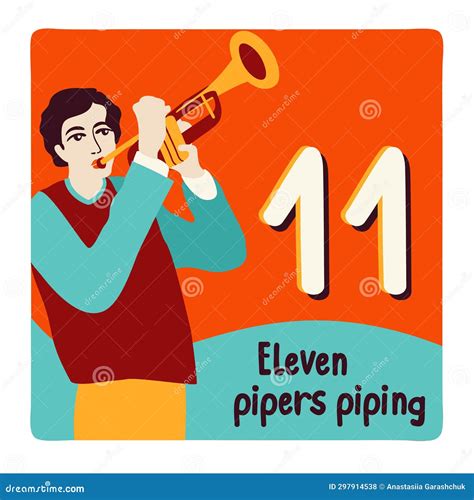 Twelve Drummers Drumming Twelve Days Of Christmas Stock Illustration
