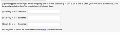 Solved Point Suppose That An Object Moves Along The Chegg