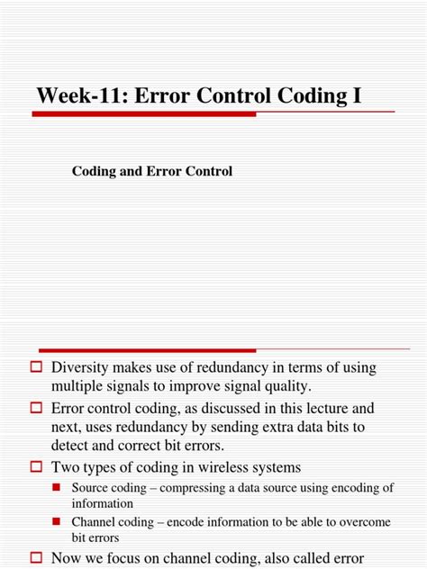 Error Control Coding Forward Error Correction Error Detection And Correction