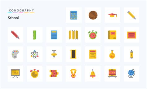 25 School Flat Color Icon Pack 19223563 Vector Art At Vecteezy