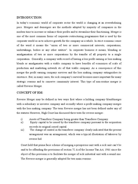 Understanding Reverse Mergers As An Alternative To Ipos Pdf Mergers And Acquisitions