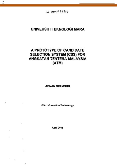 Pdf A Prototype Of Candidate Selection System Css For Angkatan Tentera Malaysia Atm