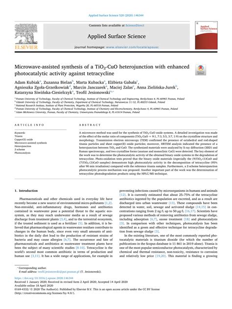 Pdf Microwave Assisted Synthesis Of A Tio2 Cuo Heterojunction With Enhanced Photocatalytic