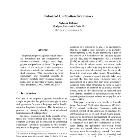 Polarized Unification Grammars Acl Anthology