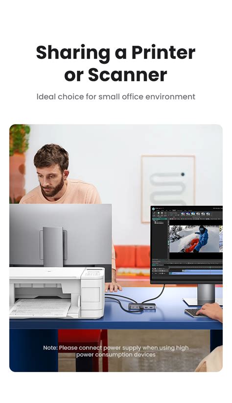 UGREEN USB KVM Switch USB Switcher KVM Switch For PC Keyboard Mouse Printer PCs Sharing