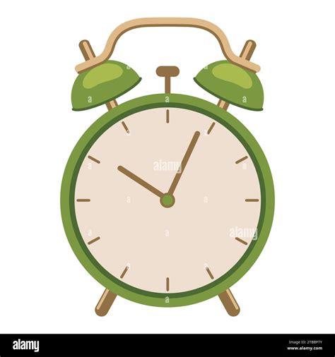 Alarm Clock Isolated On Background In Flat Style Vector Illustration Red Retro Table Clock