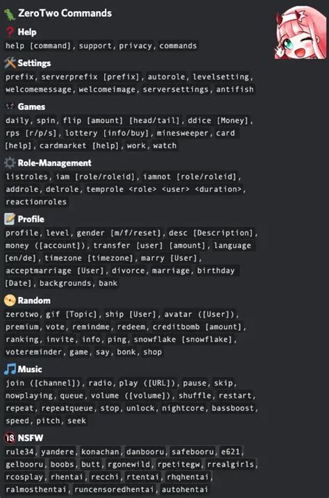 How To Use Zerotwo Bot Discord Zero Two Bot Commands Guide Exploringbits