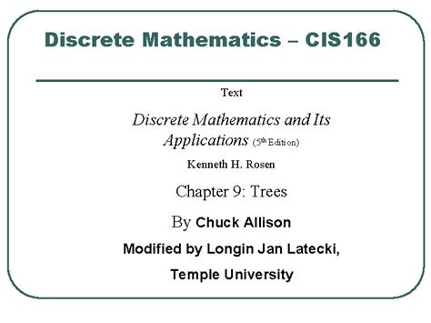 Discrete Mathematics Cis 166 Text Discrete Mathematics And