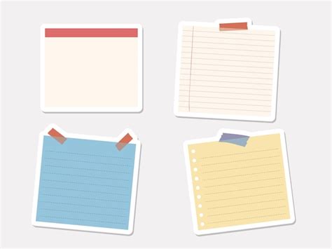 접착 테이프 스티커 세트 터와 함께 노트 페이퍼 저널 프리미엄 벡터