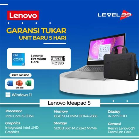 Jual Lenovo Laptop Ideapad Slim 3 14iau7 I5 1235u Ip3 82rj005nid Di Seller Level99id Official