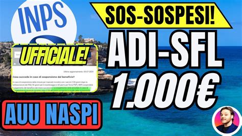 Ultimora Inps🔴assegno Di Inclusione 1000€ Sfl Naspi💶 100€ Bonus⚠️adi