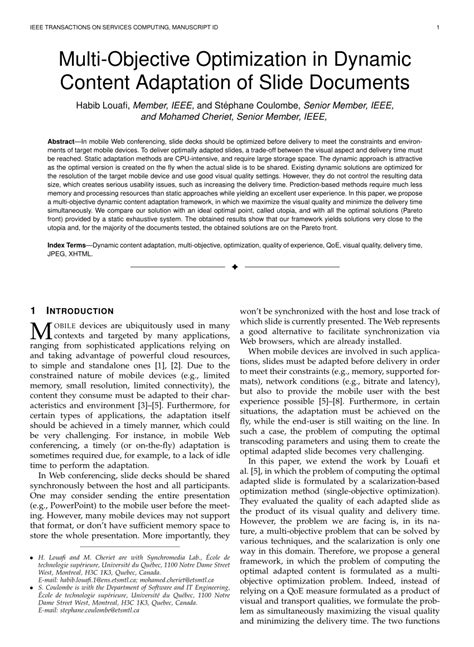 PDF Multi Objective Optimization In Dynamic Content Adaptation Of Slide Documents
