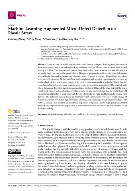 Pdf Machine Learning Augmented Micro Defect Detection On Plastic Straw