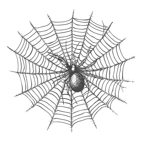 Detailed Sketch Of A Large Spider Sitting In The Center Of Its Web Premium Ai Generated Vector