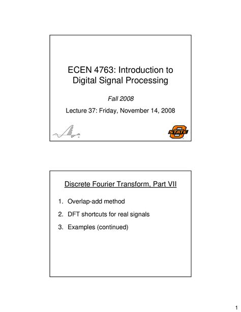 Discrete Fourier Transforms Part Vii Lecture Slides Ecen 4763 Docsity