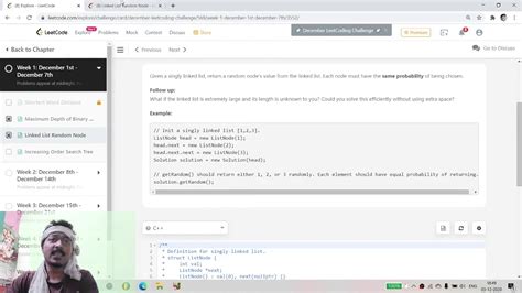 Linked List Random Node Leetcode 382 Solution C Youtube