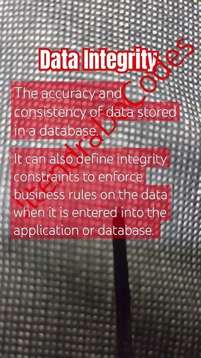 Data Integrity Sql Database Concepts Shorts Jitendradecodes Youtube