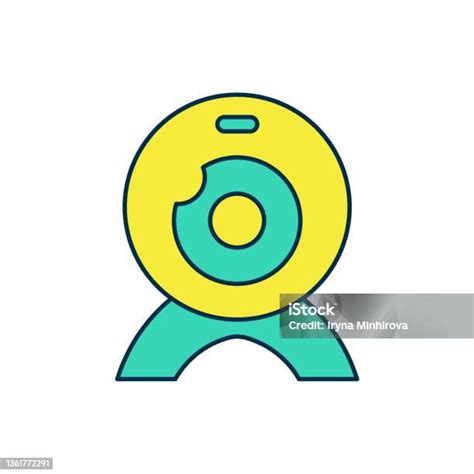 흰색 배경에 격리된 윤곽선 웹 카메라 아이콘입니다 채팅 카메라 웹캠 아이콘입니다 벡터 Brand Name Online Messaging Platform에 대한 스톡 벡터