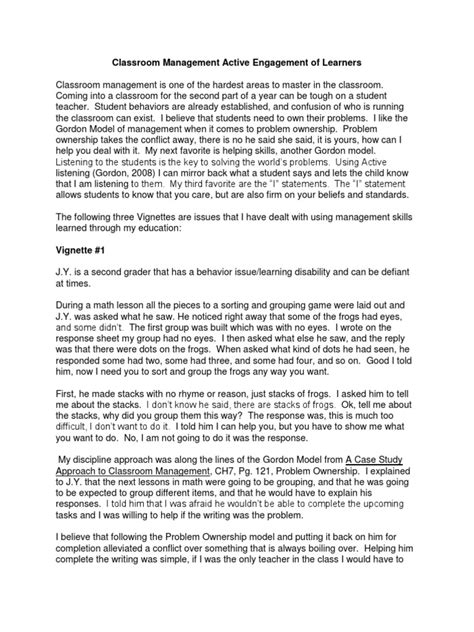 Classroom Management Examples Pdf Classroom Management Classroom