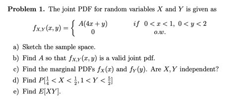 Solved Problem The Joint PDF For Random Variables X And Y Chegg