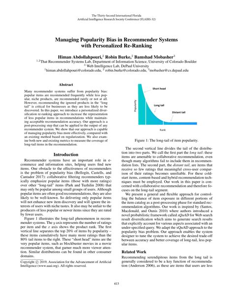 Pdf Managing Popularity Bias In Recommender Systems With Personalized Re Ranking