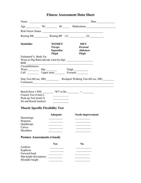 Fitness Assessment Form