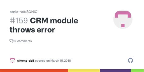 Crm Module Throws Error · Issue 159 · Sonic Netsonic · Github