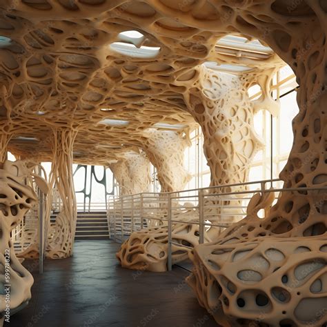 Mecha Urban Interior Mycorrhizal Biomorphic Clay Details Voronoi