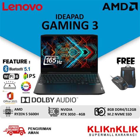 Jual Lenovo Ideapad Gaming Amd Ryzen H Gb Gb Ssd Rtx Fhd Ips Hz Windows