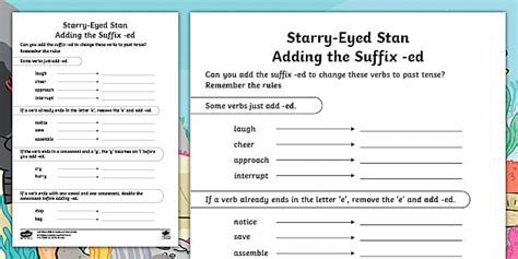 Starry Eyed Stan Adding The Suffix Ed Worksheet Twinkl Worksheets Library