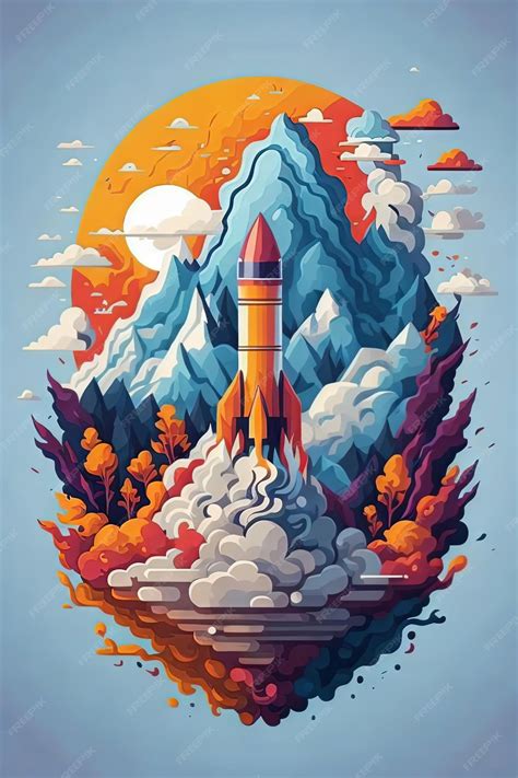 Premium Vector Illustrator Vector Rocket Rises From The Forest Thick