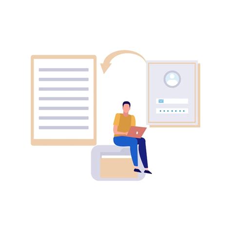 Premium Vector Boy Showing User Account Data Being Converted Into A