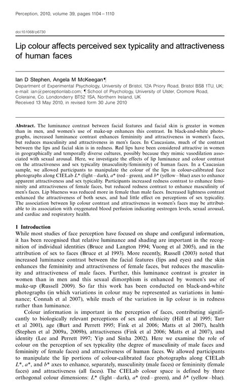 Pdf Lip Color Affects Perceived Sex Typicality And Attractiveness