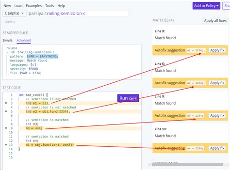 Trailing Semicolon Is Not Matched For Pattern `var Anythng` For