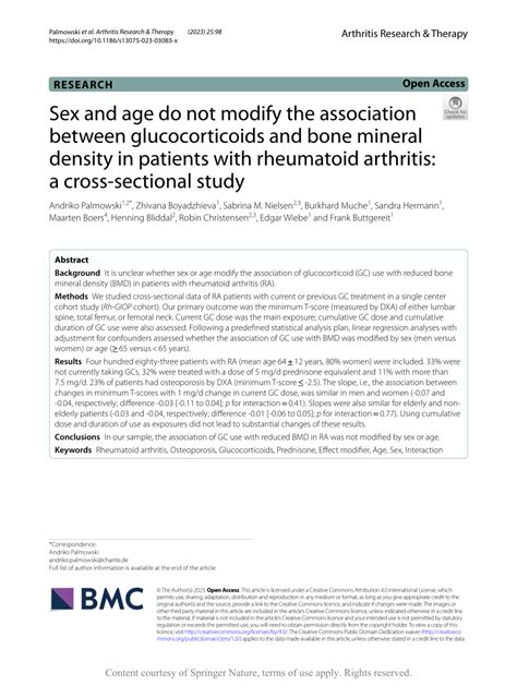 Pdf Sex And Age Do Not Modify The Association Between Glucocorticoids And Bone Mineral Density