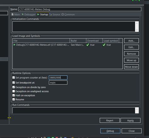 Restart Session From Debugger In Custom Memory Loc Stmicroelectronics Community