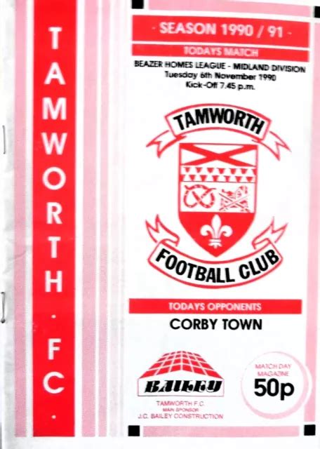 Tamworth V Corby Town Bhl Midland Division Exc Picclick Uk