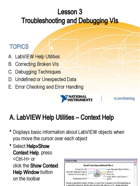 lesson 3 troubleshooting and debugging vis pdf information
