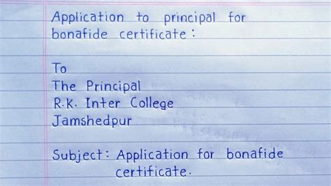How To Write Letter To Principal For Bonafide Certificate Printable