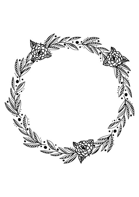 Floral Leaf Wreath Black And White Clipart Free Svg File Svg Heart