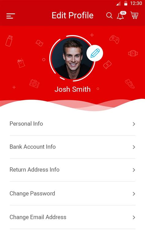 Ecommerce App Edit Profile Screen App Design Profile Profile App App Interface Design