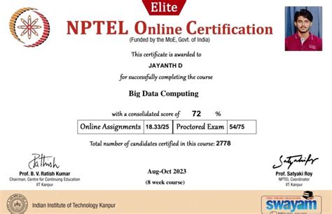 Jayanth Devaraj On Linkedin Finished The Big Data Computing Course