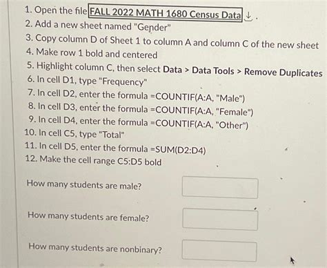 Solved Open The File Fall 2022 ﻿math 1680 ﻿census Data
